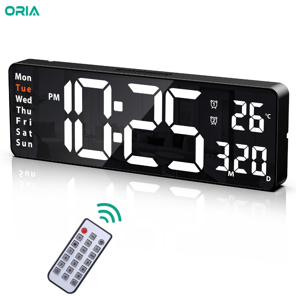 ORIA 16'' Large LED Alarm Clock Digital Wall Clock Display Time/Date ...