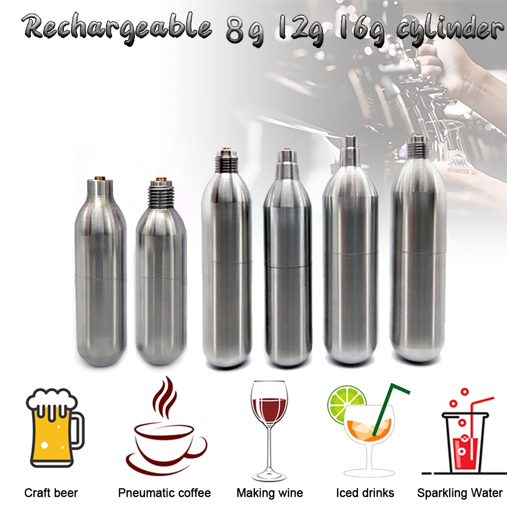 New Design unThreaded 8g 16G 12g CO2 Cartridge Refillable for Pump Plug Homebrew Soda Maker ...