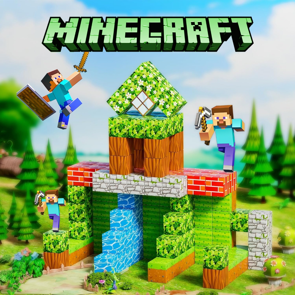 19PCS/32PCS/48PCS/75PCS/100PCS Minecraft Magnetic Blocks Magnetic ...