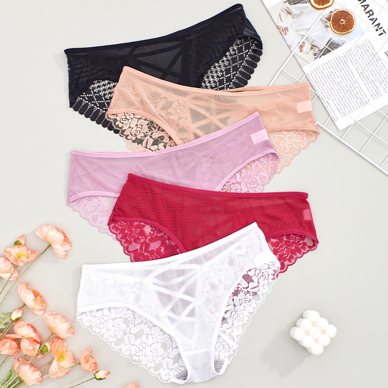 AMVI Women's Sexy Black Lace Panties High Waist Plus Size Briefs For ...