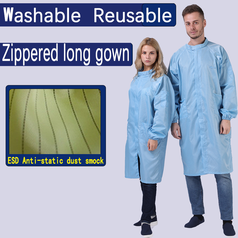 ESD Dust-proof Smock clean room anti-static workwear zipper (without ...