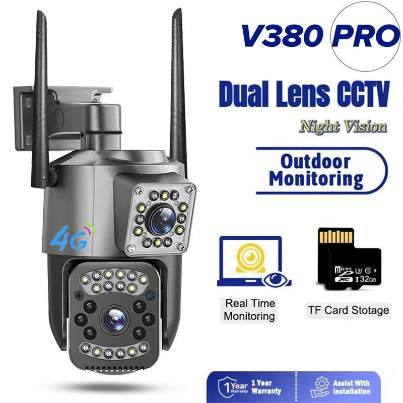 V380 Pro CCTV Camera Dual Lens Outdoor IP65 Waterproof Ai Human Detect ...