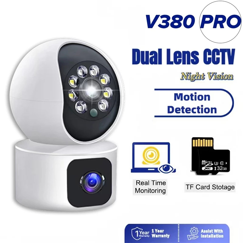 V380 Pro CCTV Wifi PTZ Camera Dual Lens HD 1080P IP Camera Auto ...