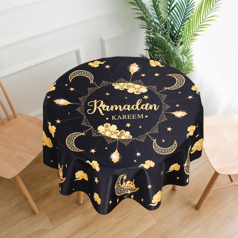 150CM Black EID Polyester Round Table Cover Islamic Muslim Party ...