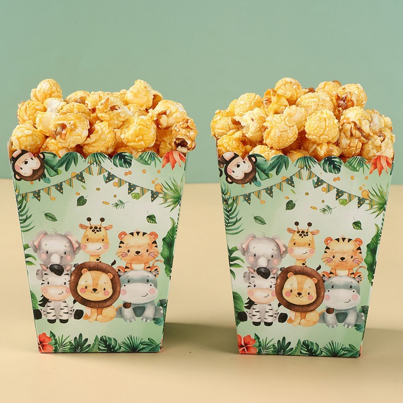 10pcs/set Jungle Animals Popcorn Box Zoo Party Box For Kids Safari ...