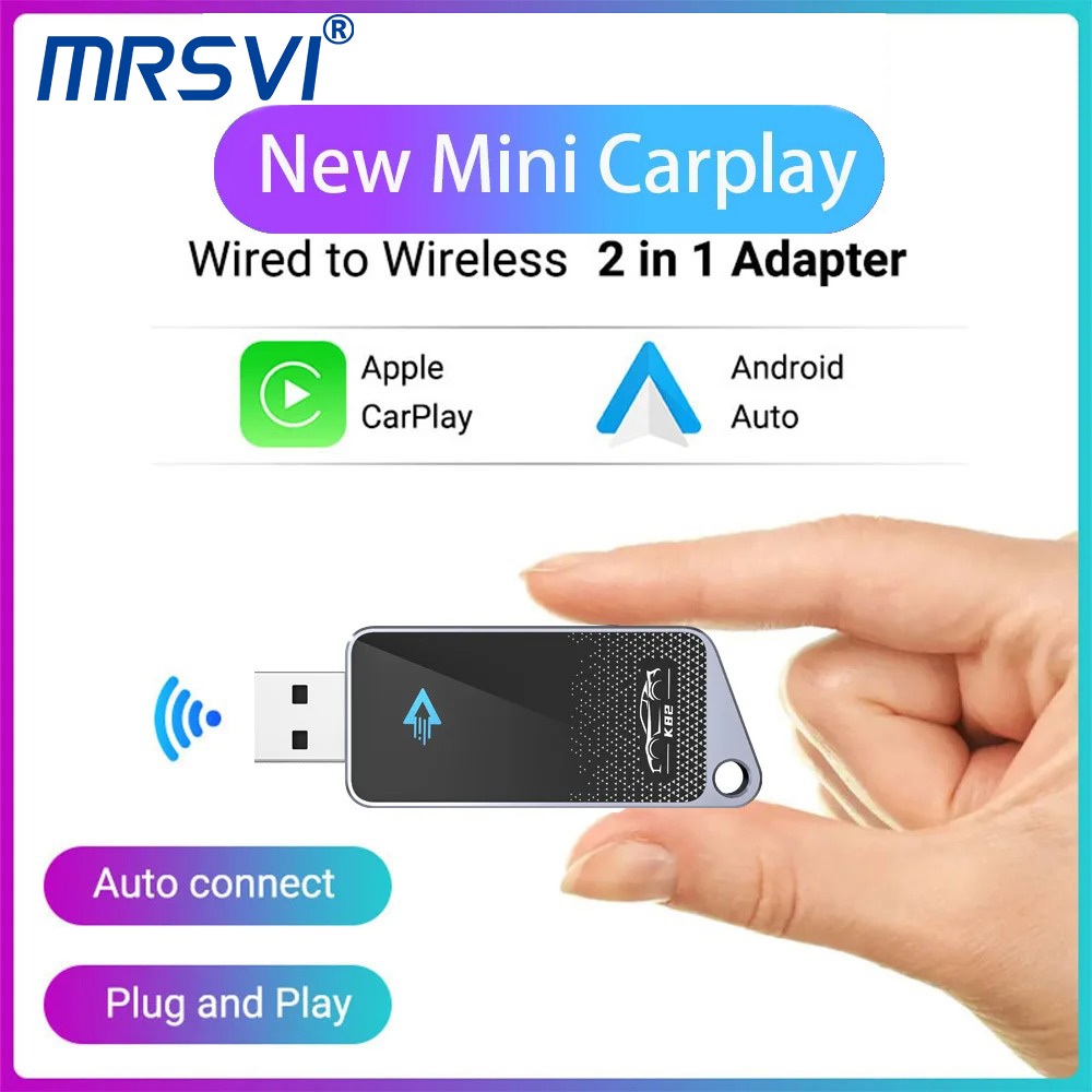 MRSVI 2 in1 Wireless Carplay Android Auto Adapter Wireless Carplay Mini Ai Box USB Dongle For ...