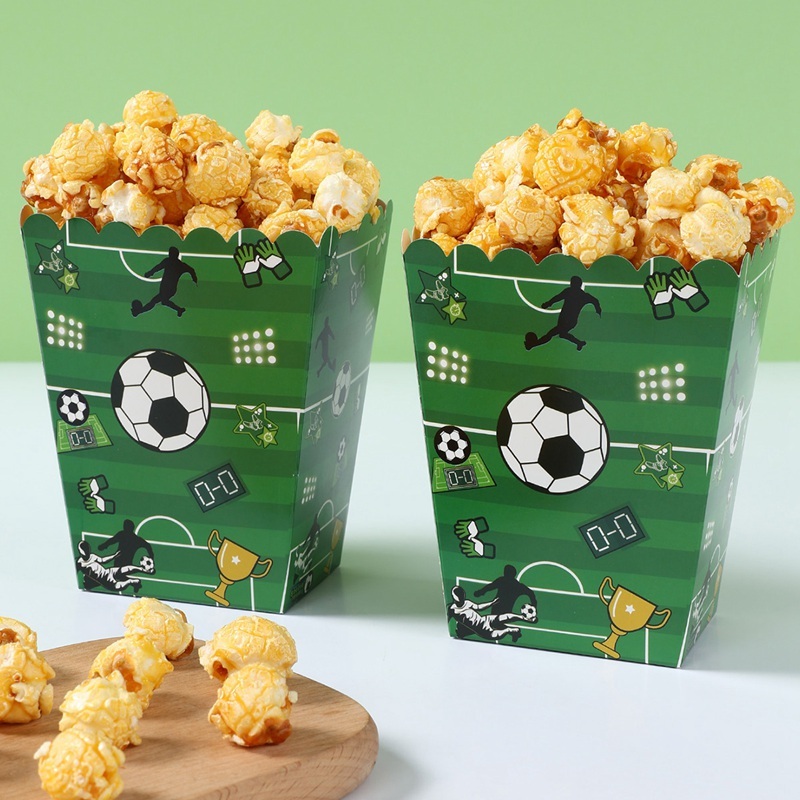 10pcs Green Football Theme Paper Popcorn Box Goodie Boxes Football ...