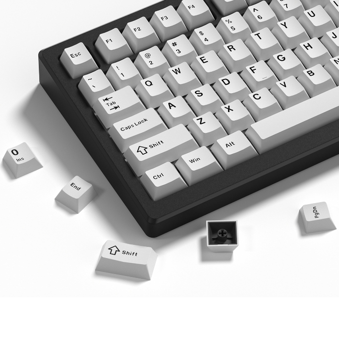Womier Pure White 122 Keys Retro Keycaps Double Shot PBT Key Caps Set ...
