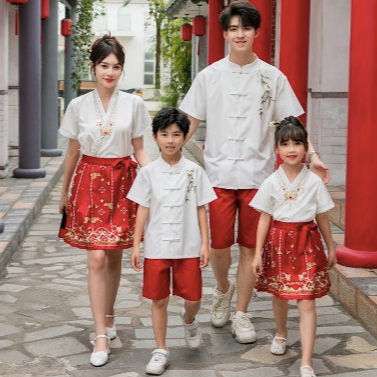 ROCKYSTUDIO CNY Family Outfit Men Tshirt + Short Women Girl Shirt ...