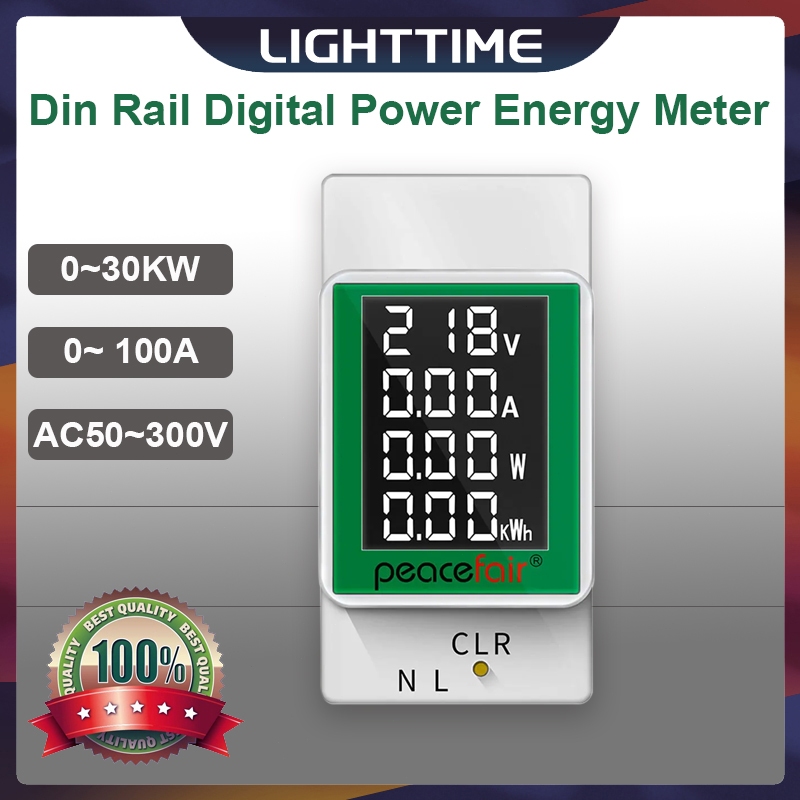 AC50 ~ 300V Din Rail Electricity Digital Power Energy Meter Voltmeter ...