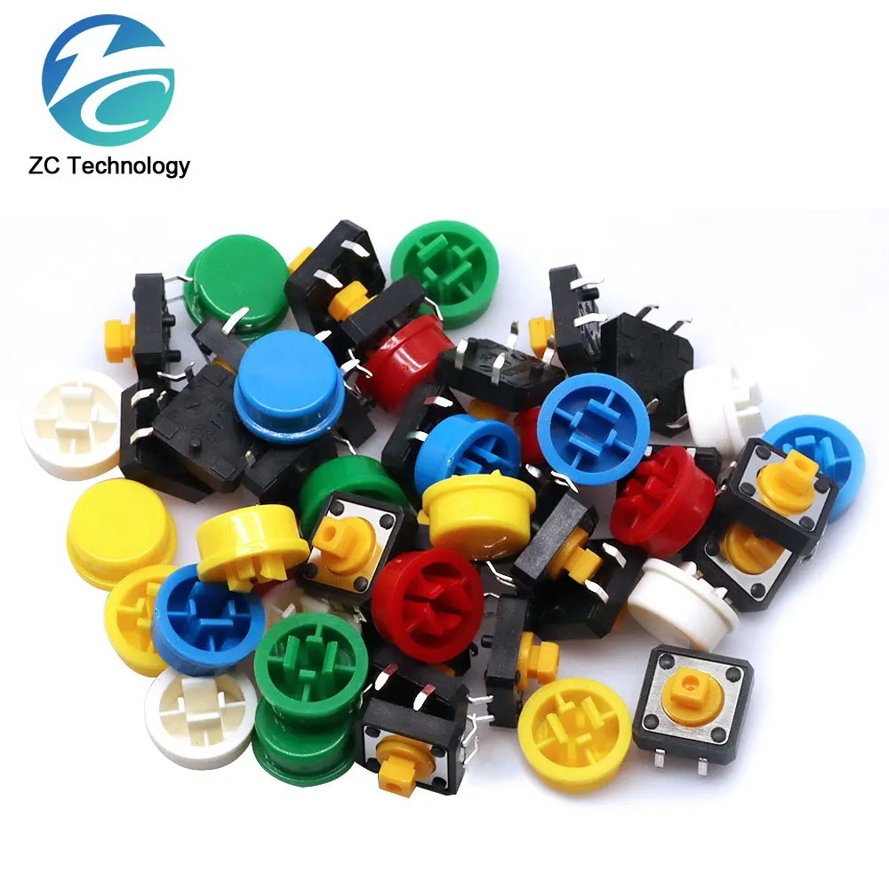 20 pairs / 4 pairs per color 12X12MM Big Key Button Module Light Touch ...