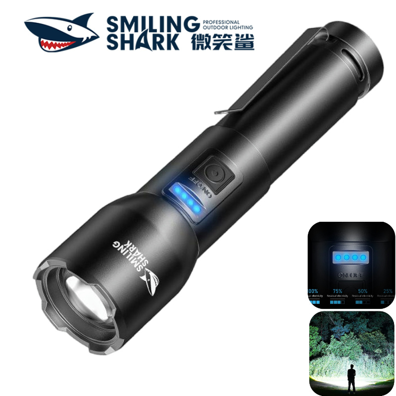 Smiling shark SD8107 LED Torch Light Super Bright M77 6000LM Type-c ...