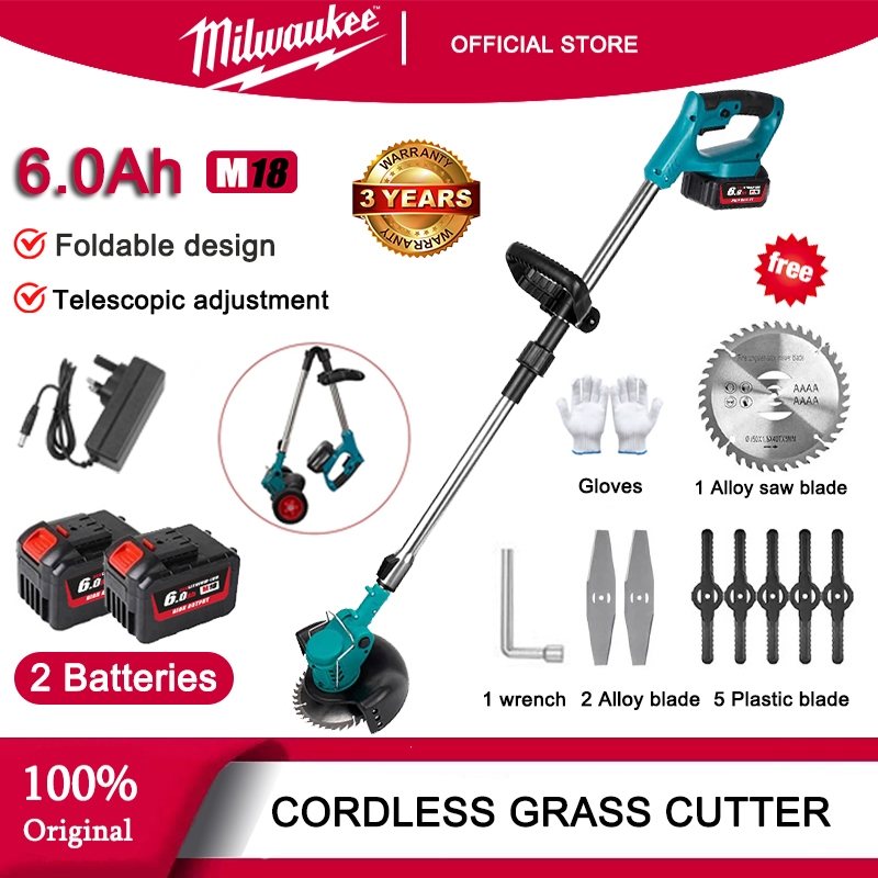 Milwaukee M18 6.0Ah Mesin Rumput Bateri Electric Grass Cutter Cordless ...