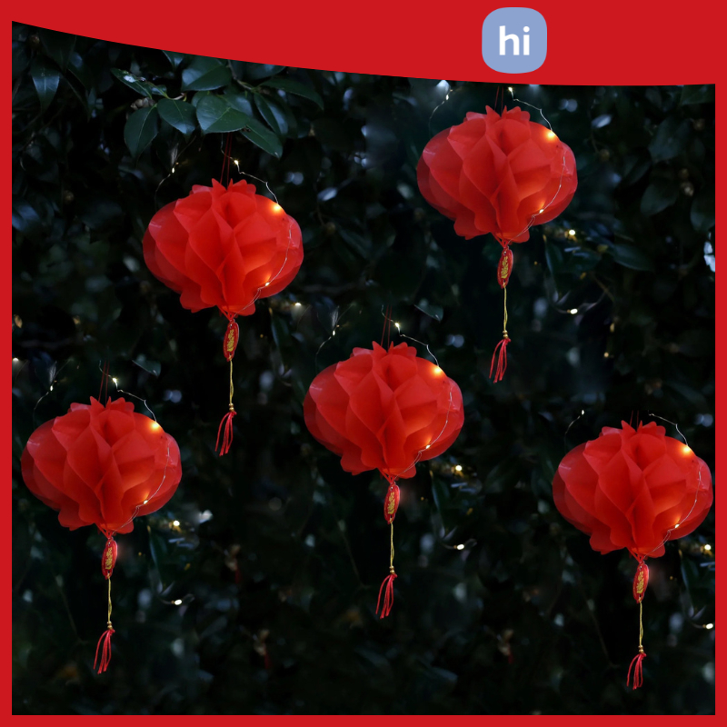 HI HOMES New Year's Spring Festival Little Red Lantern Outdoor ...