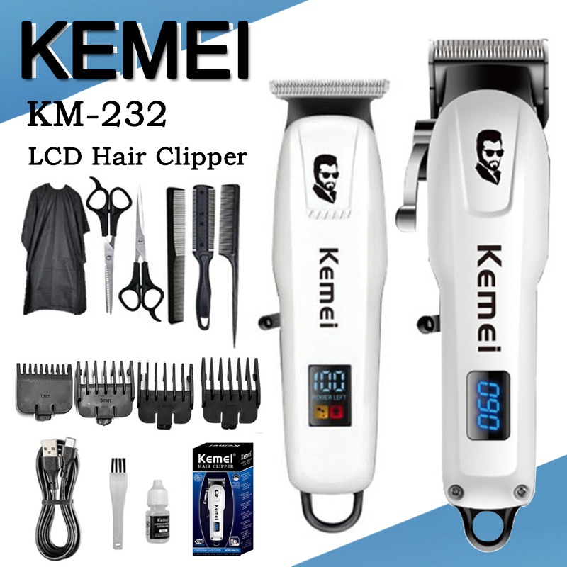 Kemei KM-232 Professional LCD Electric Hair Clipper USB Rechargeable ...