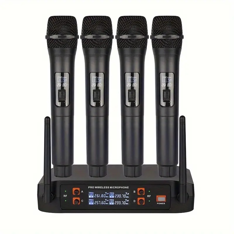 GLXD4 wireless microphone, professional 4-channel karaoke handheld system, family karaoke ...