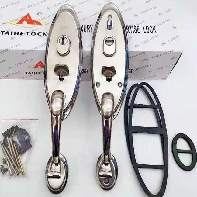 Longwei Anti-theft Door Lock Handle Curved Handle Shiatsu Button Door ...