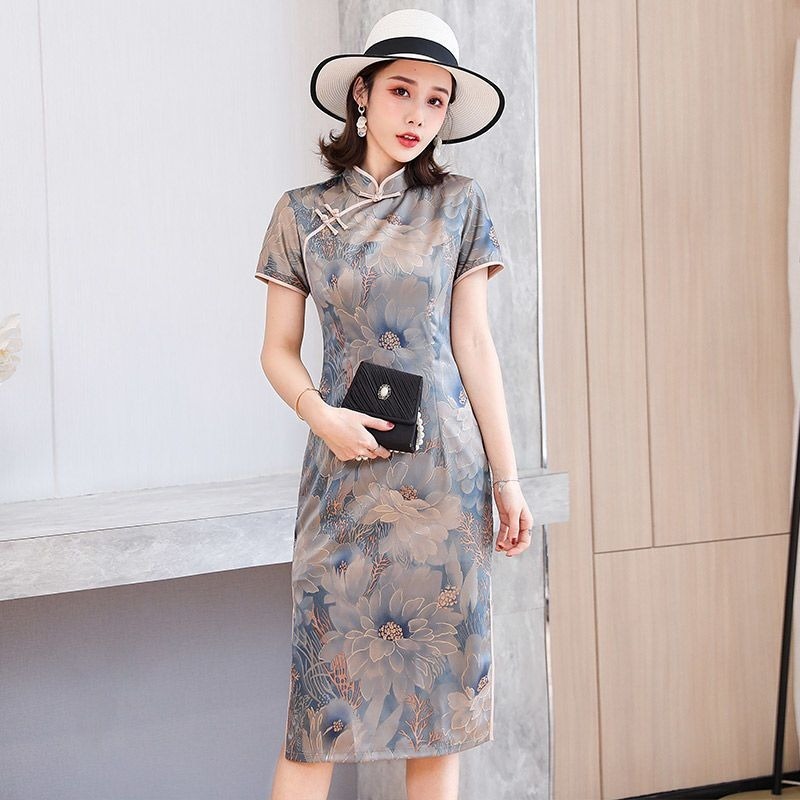 Retro Old Shanghai Cheongsam Women Chinese Style Floral Printed ...