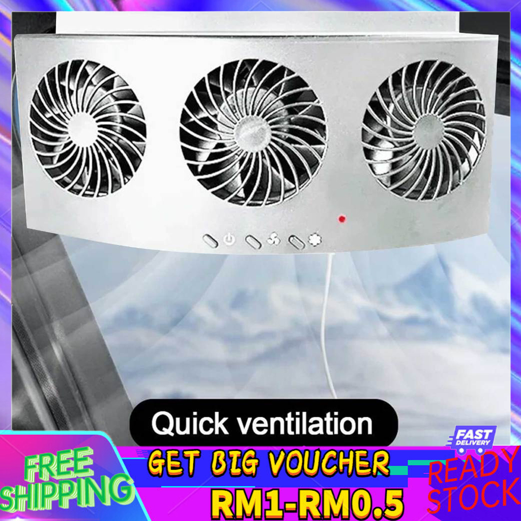 【Ready stock】USB Car Exhaust Fan 3 Fans 4000RPM Window Cooler Fan ...