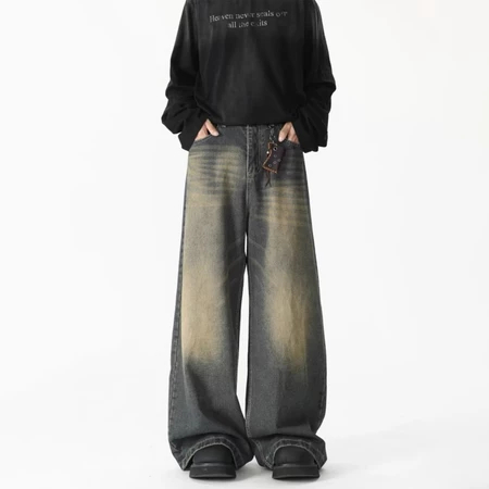 Maong pants for men straight leg denim jeans korean style fashion retro ...