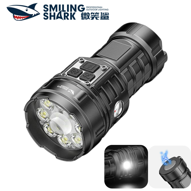 Smiling shark SD5295 Super Bright Torch Light 9*LED 17Mode Type-c Rechargeable Torch Light ...