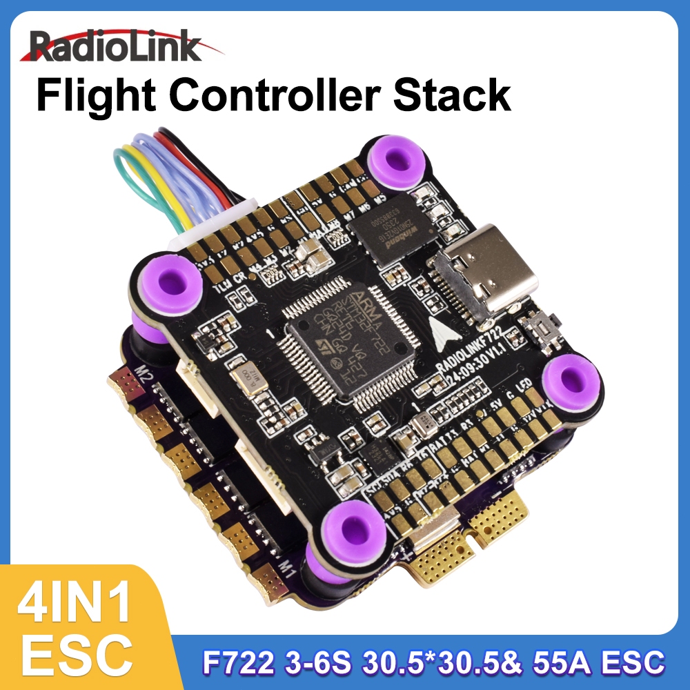 Radiolink F722 &ESC Stack Flight Control 128MB Black Box 3.3V/4.5/5V/12V With 55A 4-IN-1 ...