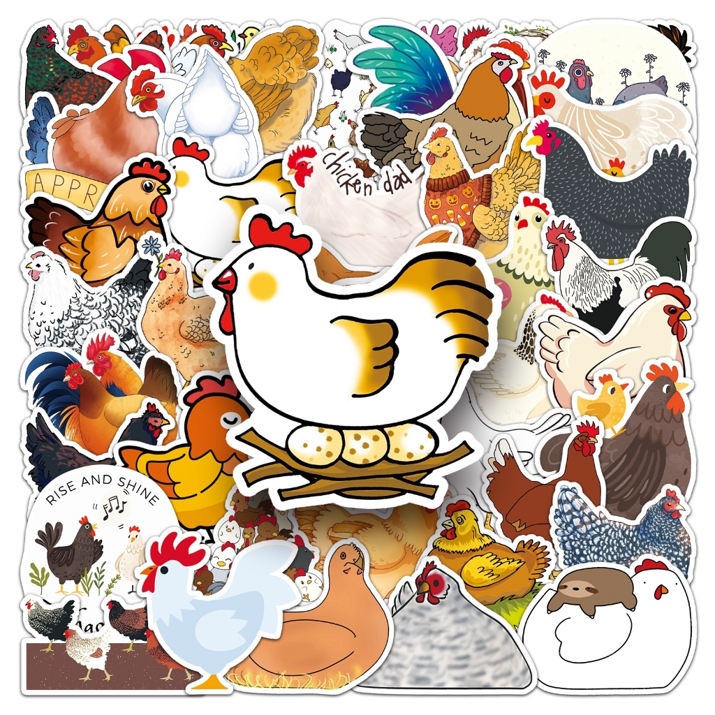 50 Piece Funny Chicken Opposites Stickers Waterproof DIY For Phones ...