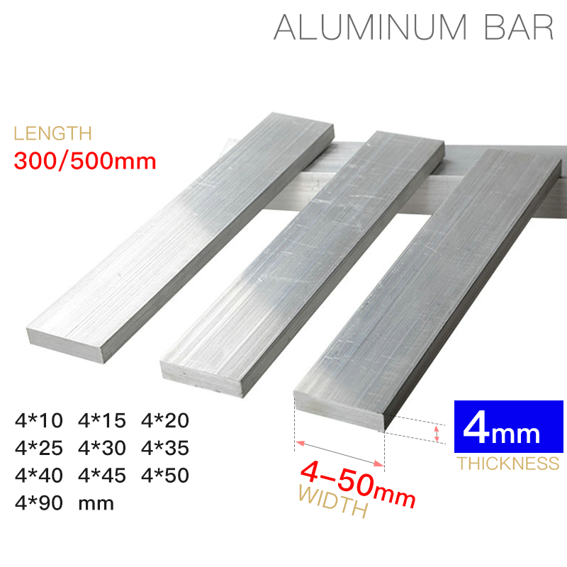 FUYI Aluminium Solid Square Bar 4mm thickness 300mm 500mm length High ...
