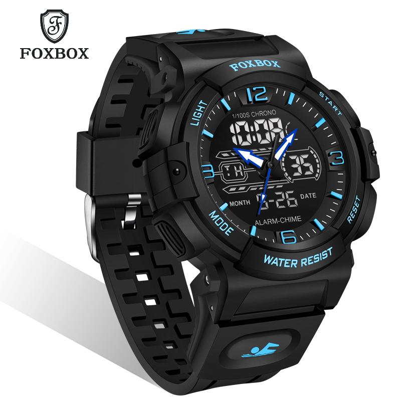 FOXBOX Waterproof Digital Watch Men Original Silicone Sports Fashion ...