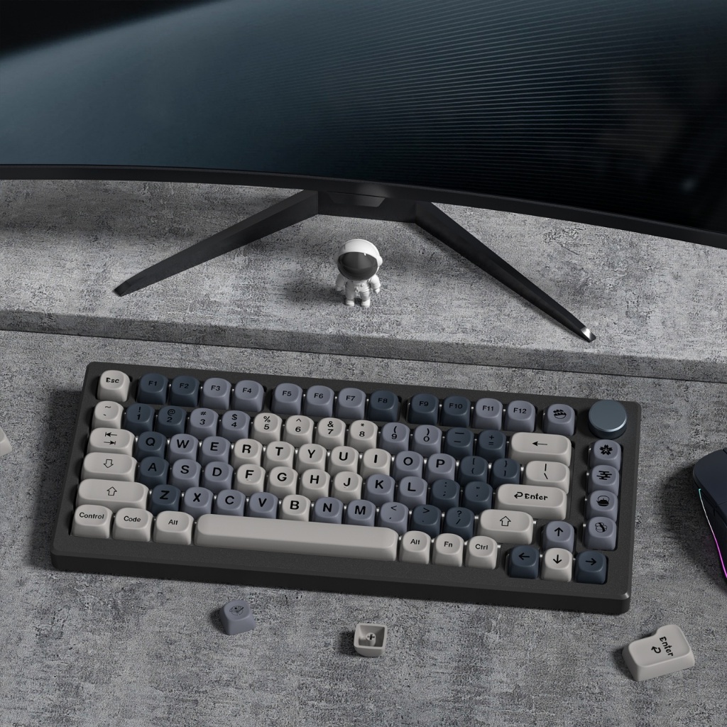 Womier Retro MOA Cute Grey Keycaps 135 Keys Dye Sub Theme PBT Key Cap ...