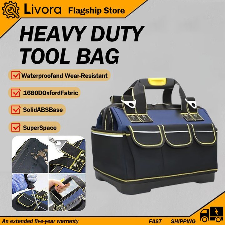 Livora Heavy duty Electrician Tool Bag workpro multi pocket canvas ...