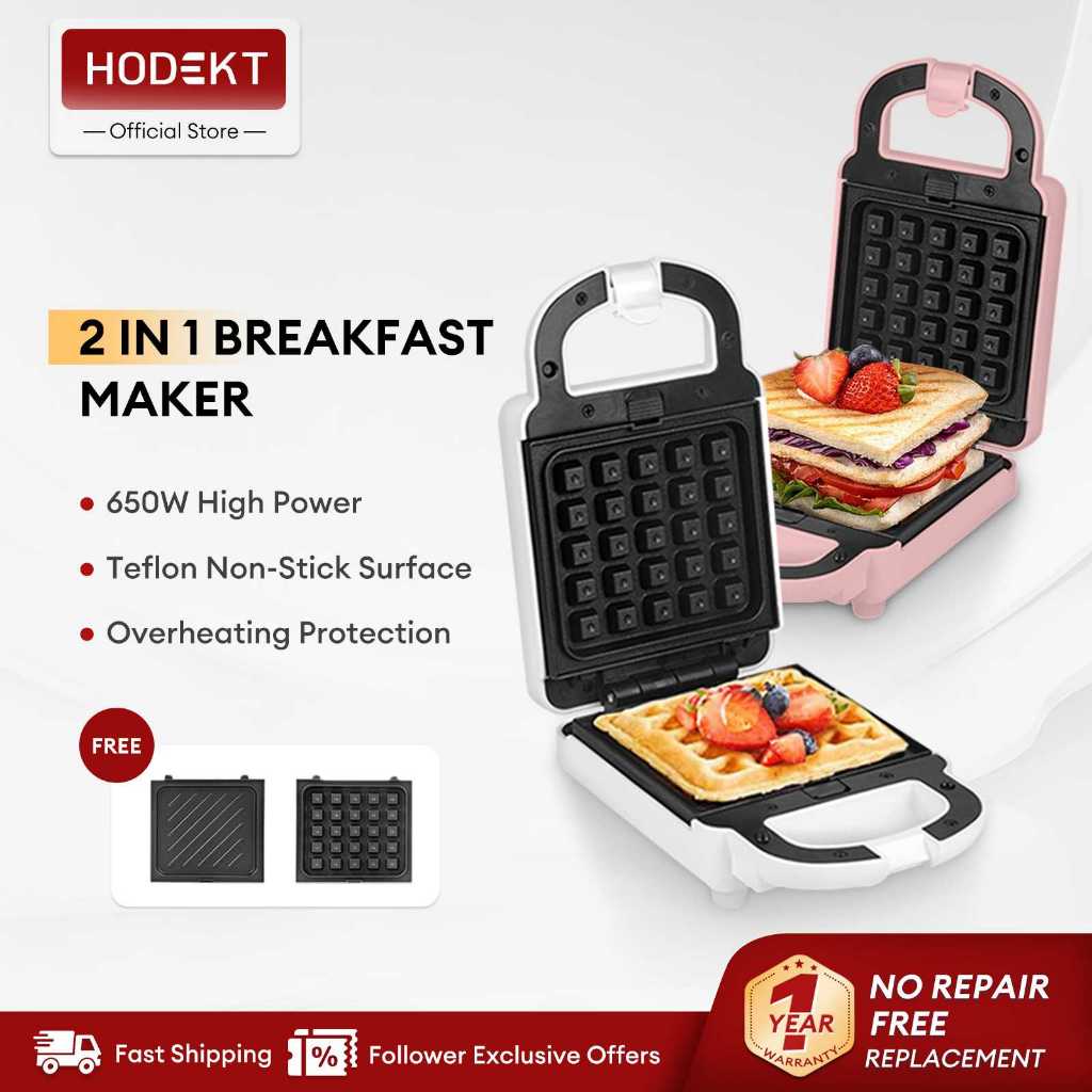 HODEKT Waffles Maker 2 In 1 Electric Breakfast Sandwich Machine Egg ...