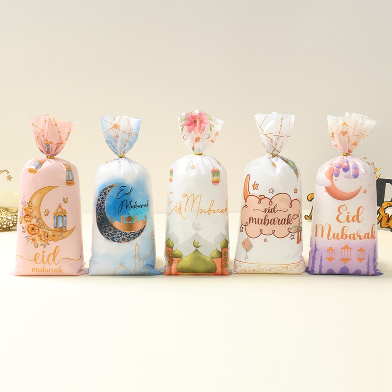 25/50/100PCS Eid Mubarak White Gold Candy Bag Moon Castle Ramadan ...