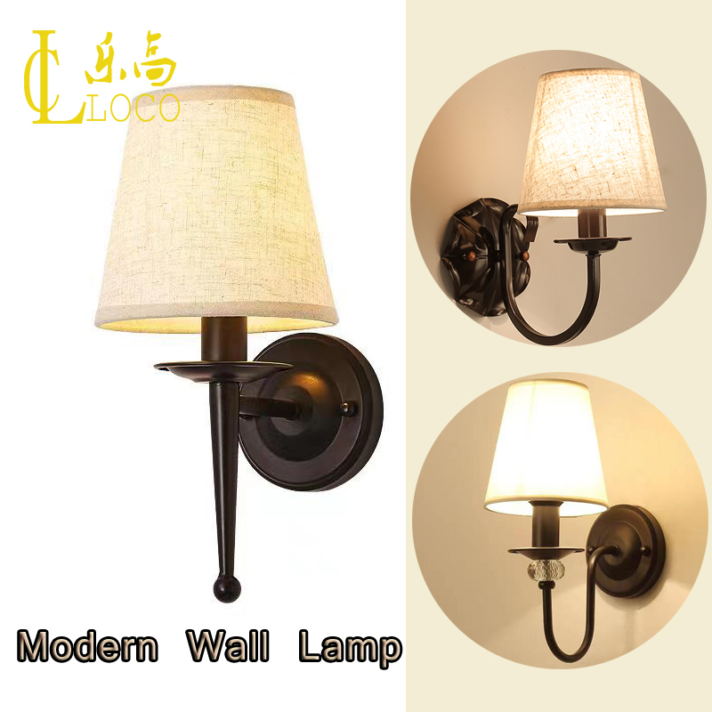 LOCO Iron Wall Lamp Fabric Lampshade Tv Background Aisle Bedroom ...
