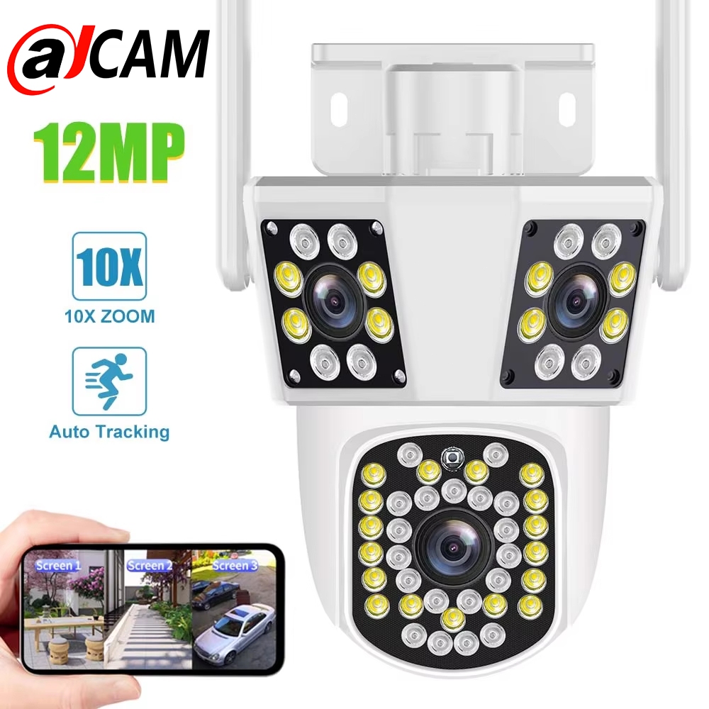 IPC360 HOME 6K 12MP WiFi PTZ Surveillance Camera Three Lens Two Way ...