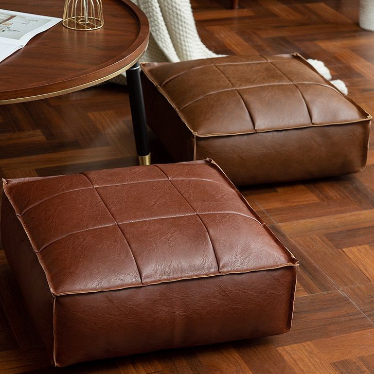 Moroccan American Lazy Stump Leather Square Futon Cushion Bedroom Floor ...