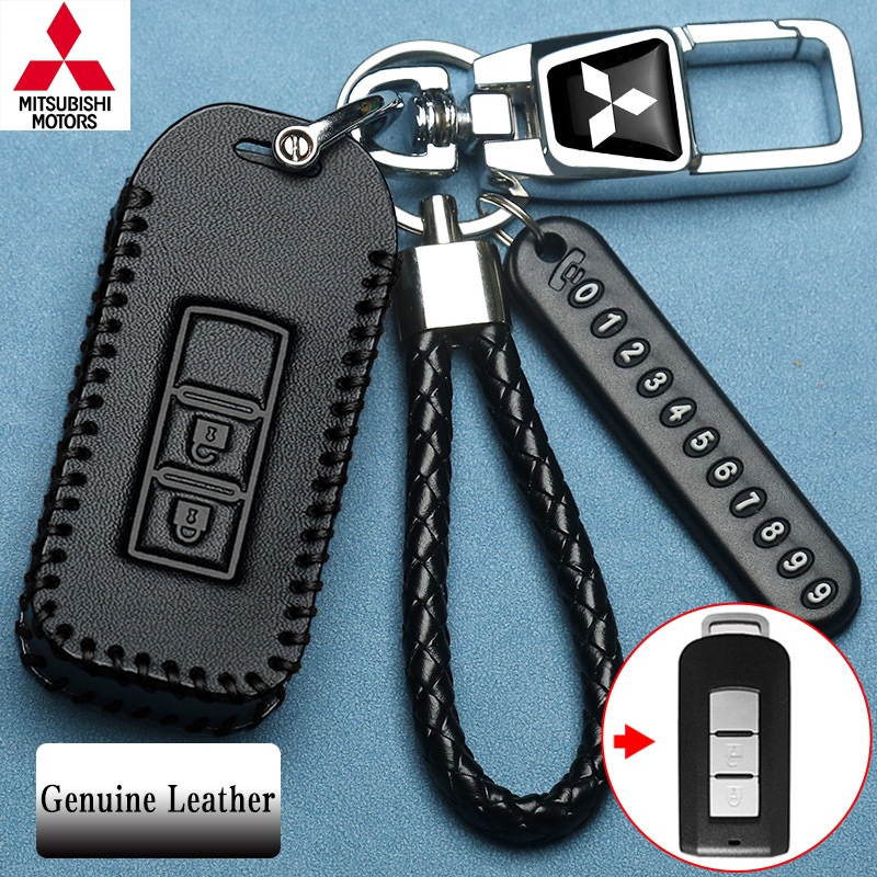 Mitsubishi 2 Buttons Genuine Leather Car Remote Key Case For Mitsubishi ...