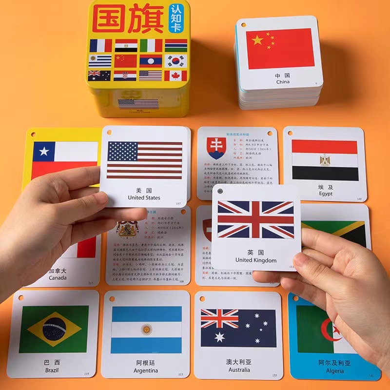 80pcs Thick Country Flag Flash Card National Flag Cards Children ...