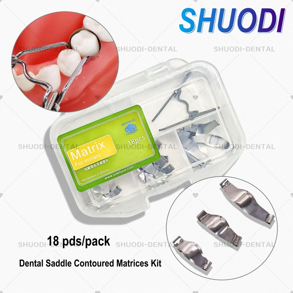 18pcs/set Dental Saddle Contoured Metal Matrices Matrix Set Universal ...