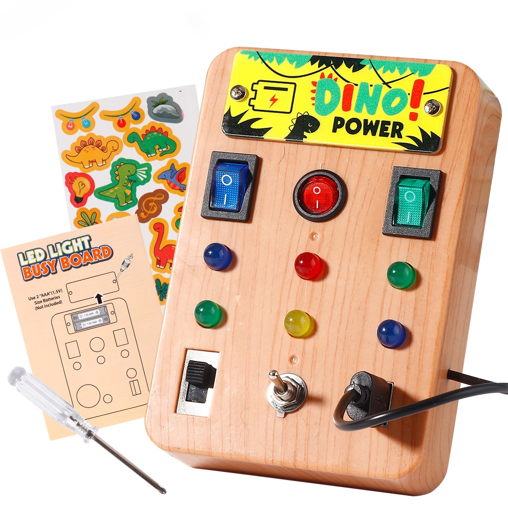 Montessori Busy Board Plastic Switch Board Toys Led Lights Analog ...
