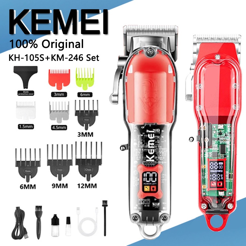 kemei Hair Clipper Small Silent Electric Transparent Professional ...