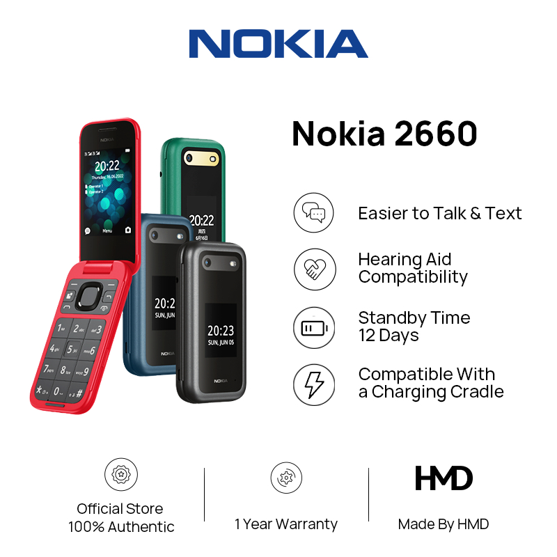 Nokia 2660 4G Flip Phone (2.8'' Sceen/Big Buttons/ Classic Clamshell ...