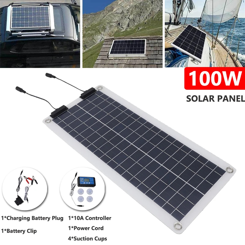 Solar Trickle Charger Portable Power 100W Solar Panel Battery Charger ...