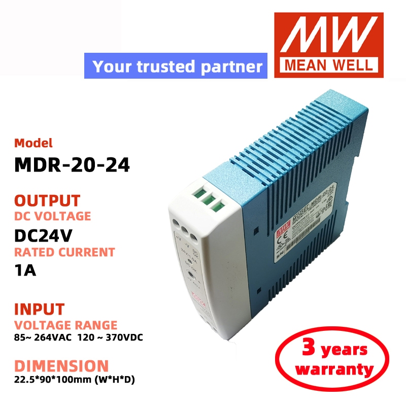 MEAN WELL MDR-20-24 DC24V 1A MDR-20-12 MDR-20-5 Switching Power Supply ...