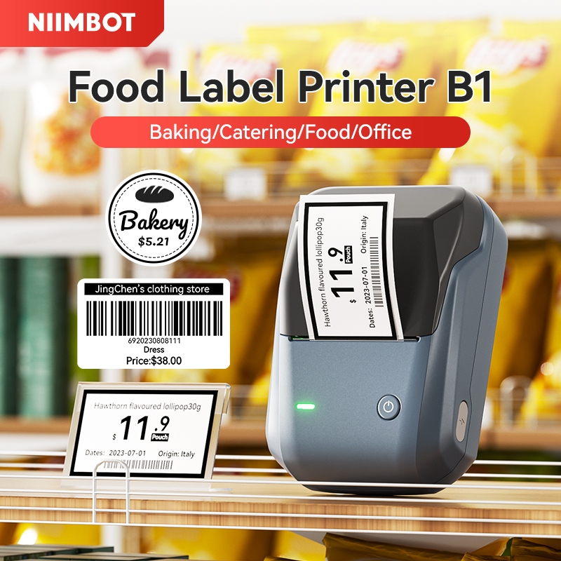 Niimbot B1 Label Printer Food Label Printer Mini Baking Label Maker ...