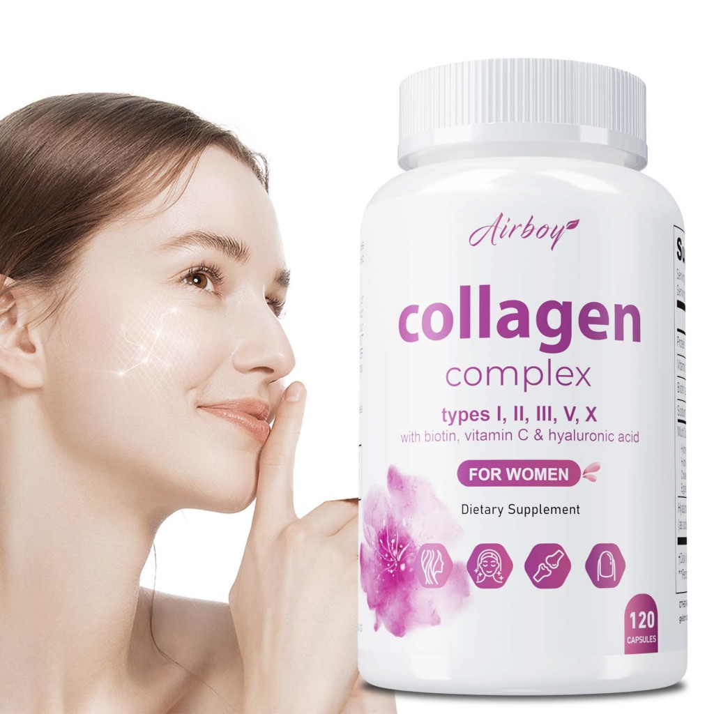 collagen complex Capsules, Types I, II, III, V, X with Biotin, Vitamin ...