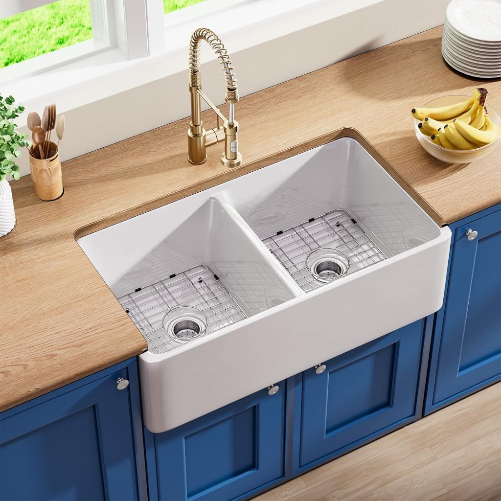 LOCAL STOCKS-Farmhouse Single Kitchen Sink , Reversible Double Bowl ...