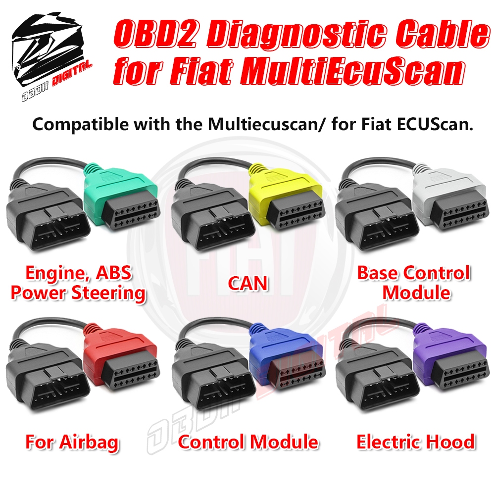6PCS / 4PCS OBD2 Connector Diagnostic Cable for Fiat ECU Scan ...