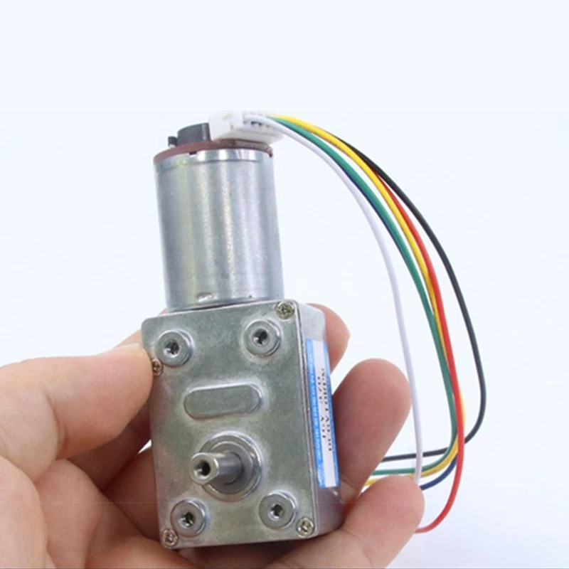 12V/24V DC Worm Gear Motor With Encoder Adjustable Speed Can CW CCW High Torque Electric Motor ...