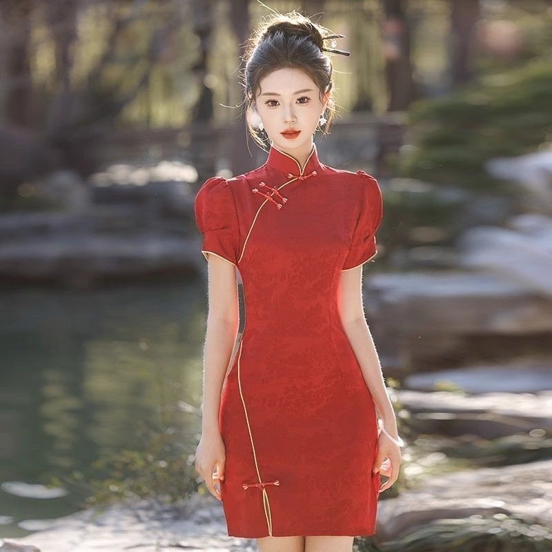 CNY 2025 Red Cheongsam Toast Dress High-end New Chinese Style Bridal ...